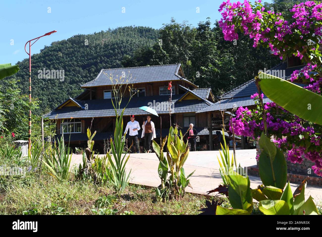 Mengla, China's Yunnan Province. 16th Nov, 2019. Yao people walk on a ...