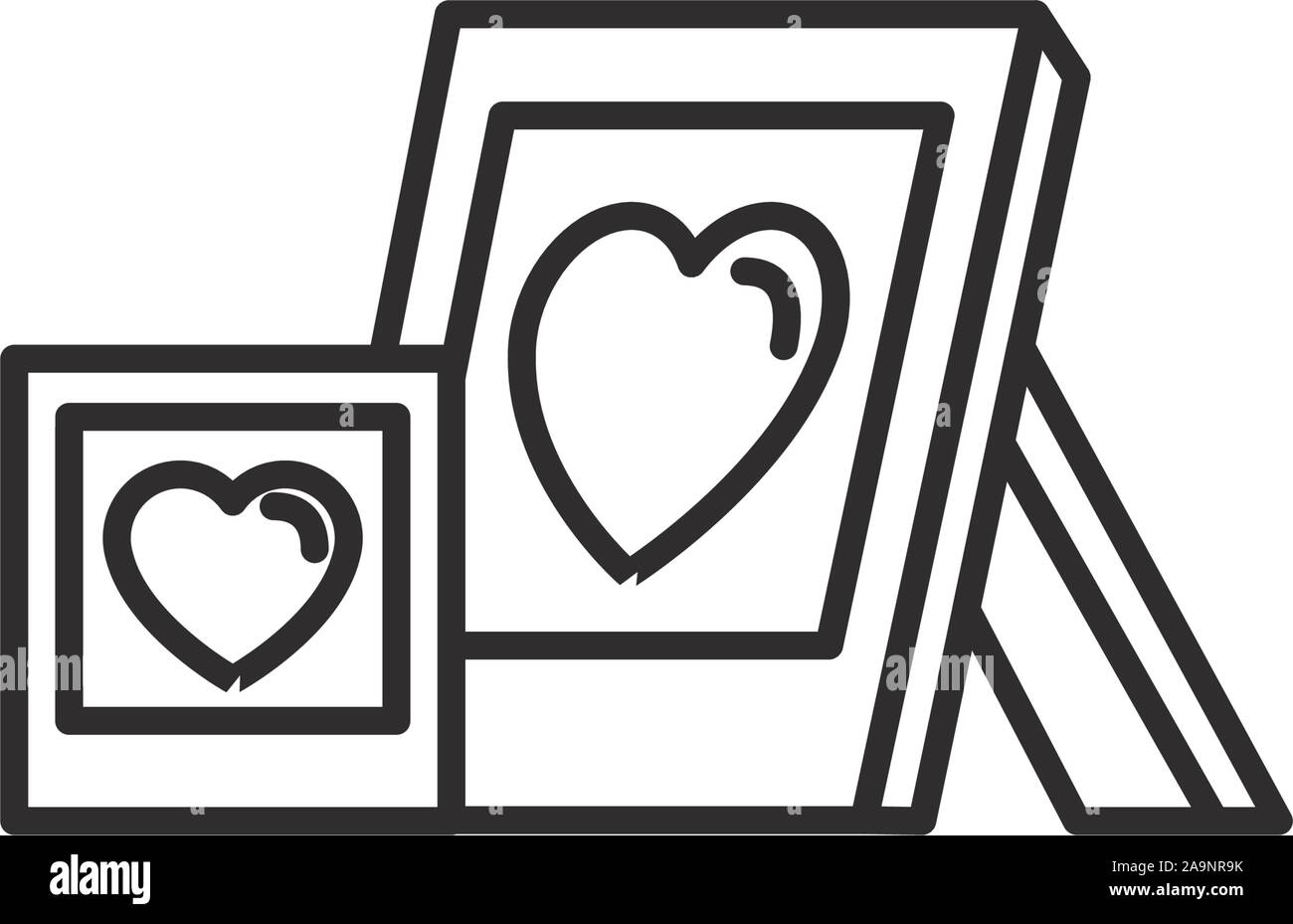 frame photo heart romantic passion love line vector illustration Stock ...