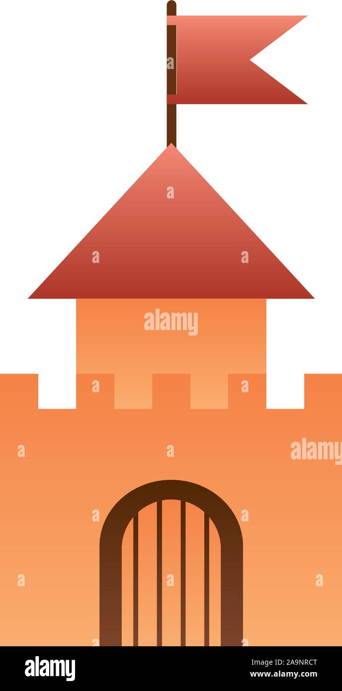 castle with flag fantasy gradient style vector illustration Stock ...
