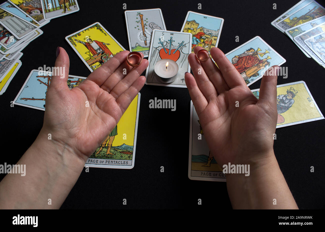 Bangkok,Thailand,november.17.19. Fortune telling with wedding rings ...