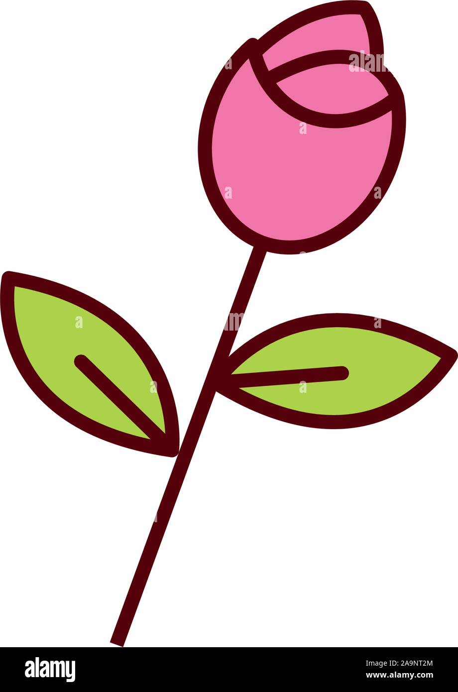 rose flower romantic passion love flat line vector illustration vector illustration Stock Vector ...