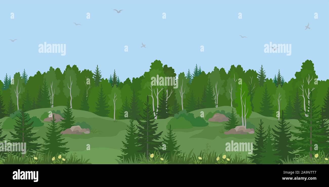 Vector blue forest horizontal Stock Vector Images - Alamy