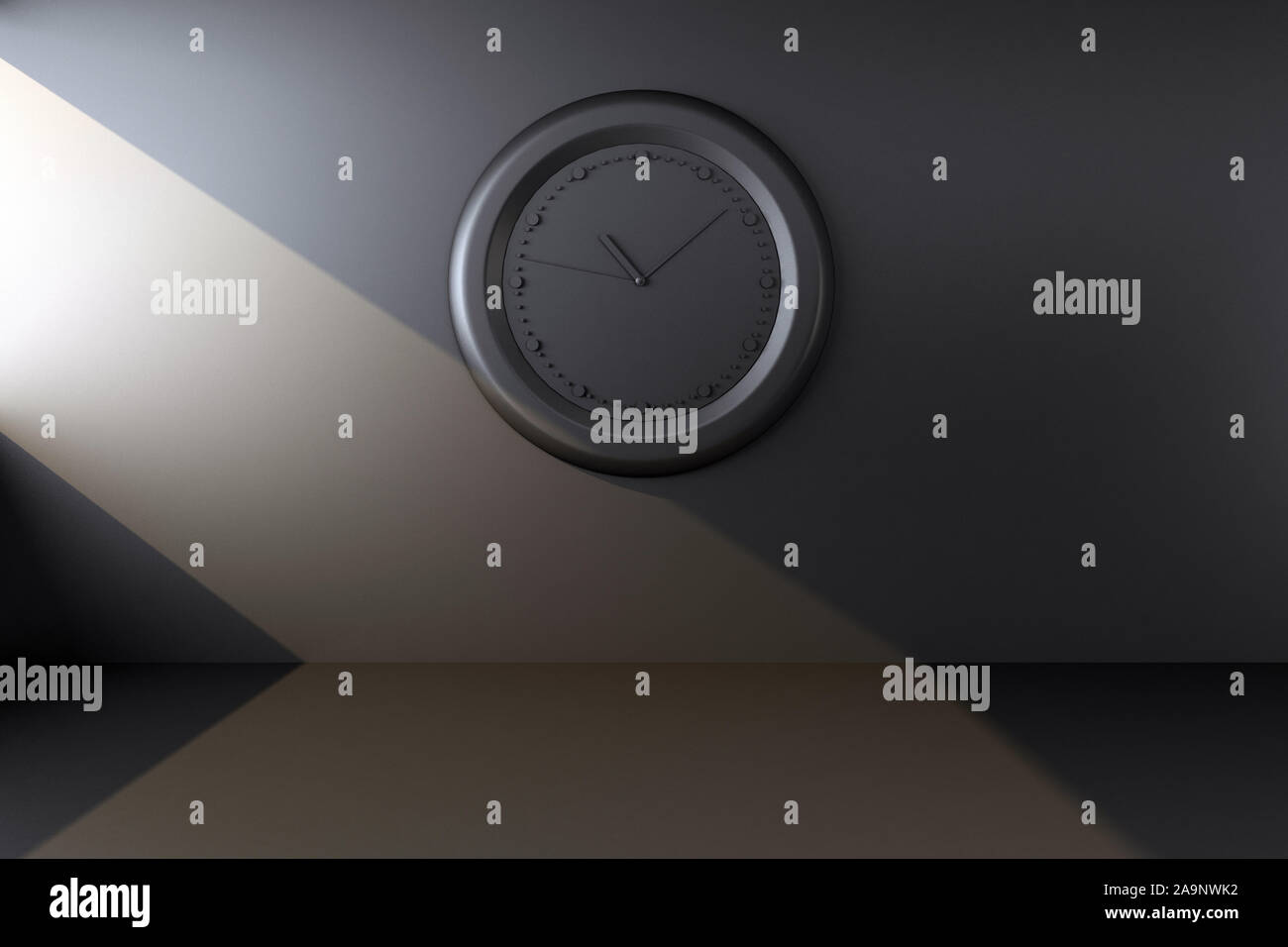 clock on black wall. 3d rendering Stock Photo - Alamy