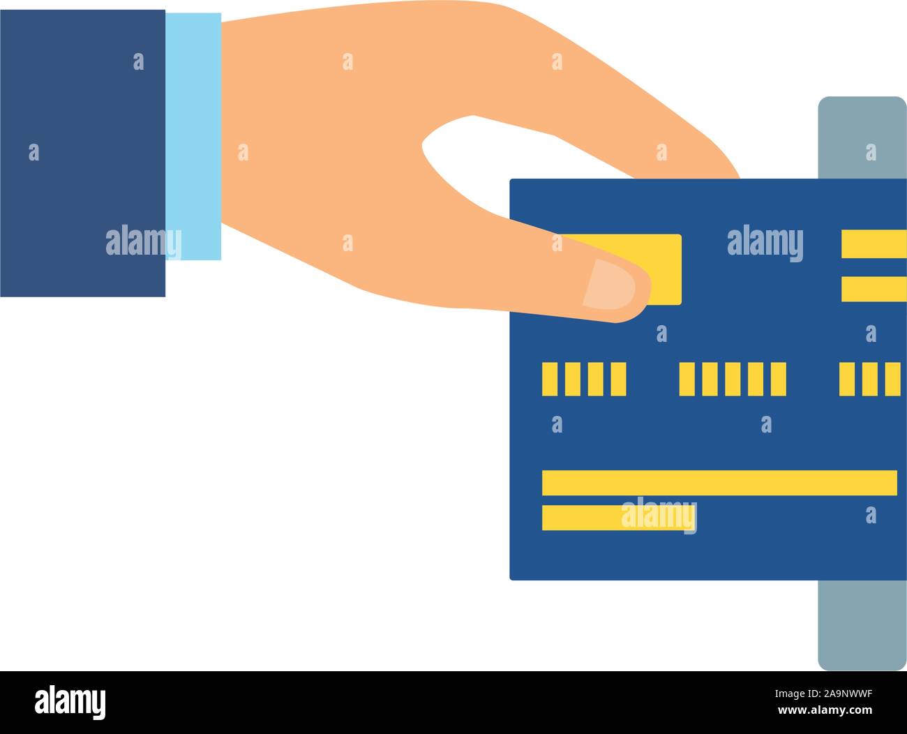 hand atm bank card credit or debit money flat image vector illustration ...