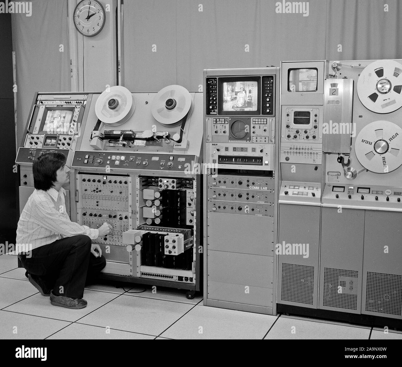 Television tape machine Black and White Stock Photos & Images - Alamy