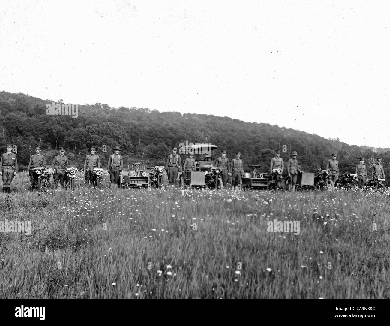 First motorcycle battery of N.J., equipped with Colt-Martin rapid fire ...