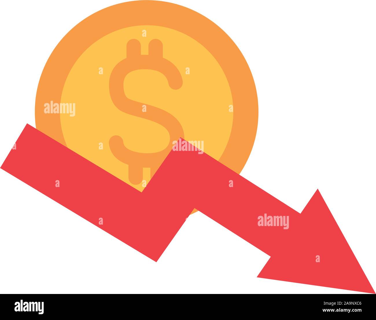 decrease arrow coin dollar money flat image vector illustration Stock Vector Image & Art - Alamy