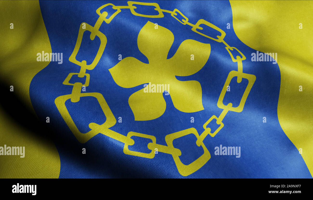 3D Waving Canada City Flag of Hamilton Closeup View Stock Photo - Alamy