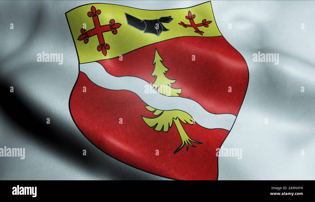 3D Waving Canada City Flag of Amqui Closeup View Stock Photo - Alamy