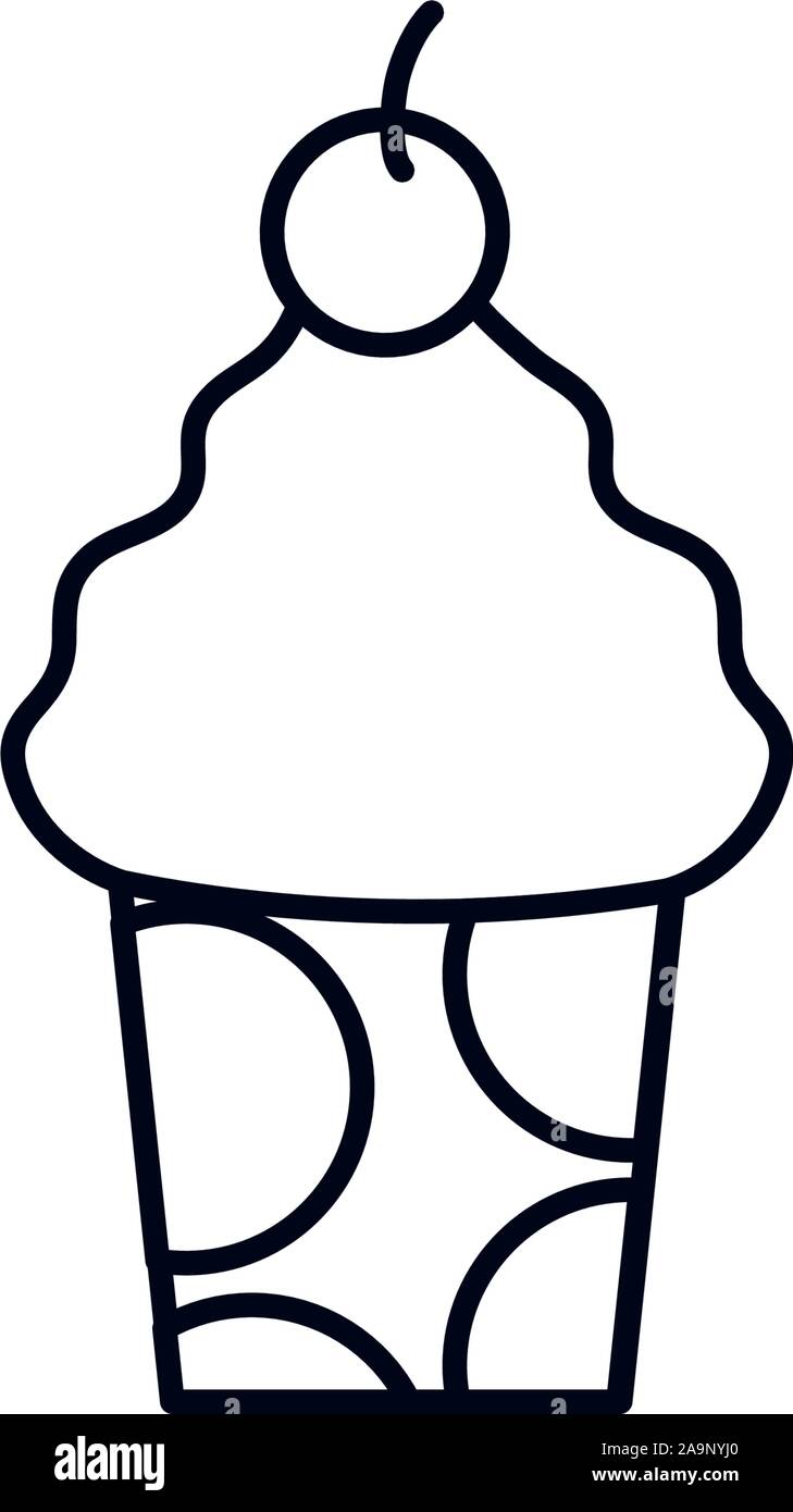 cupcake celebration party line design icon vector illustration Stock ...