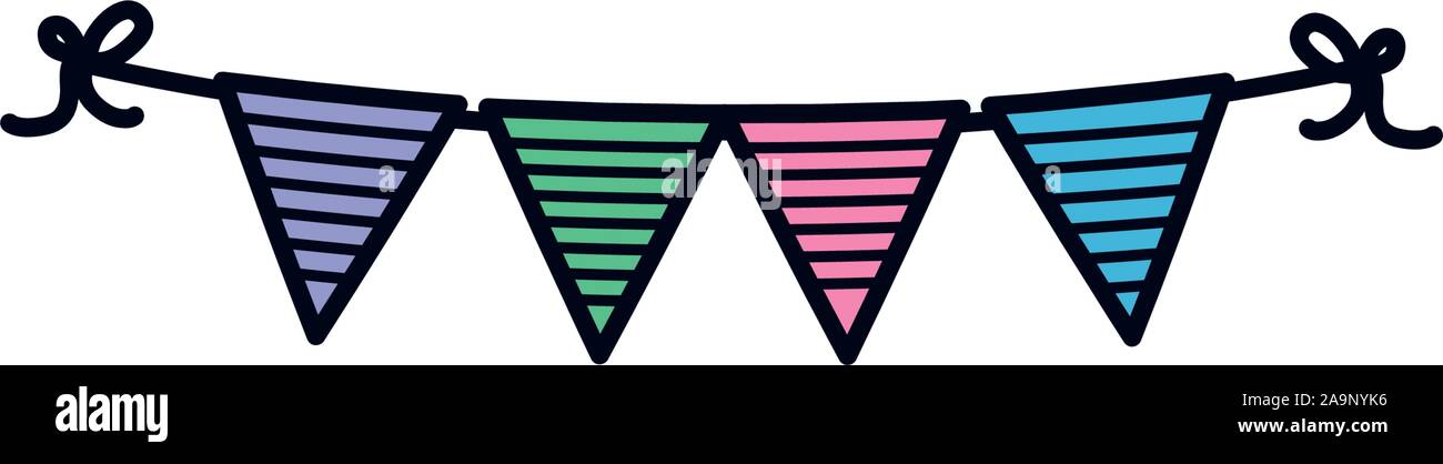 triangle pennants decoration celebration party line fill design vector ...