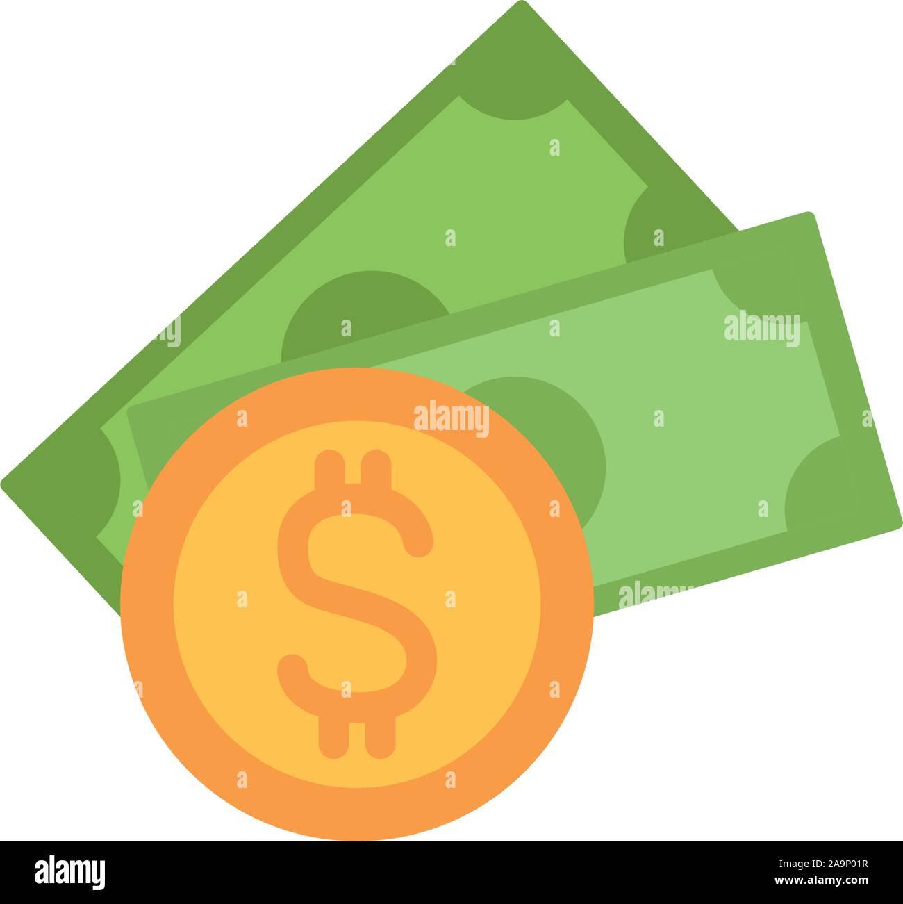 banknotes and coin money flat image vector illustration Stock Vector ...