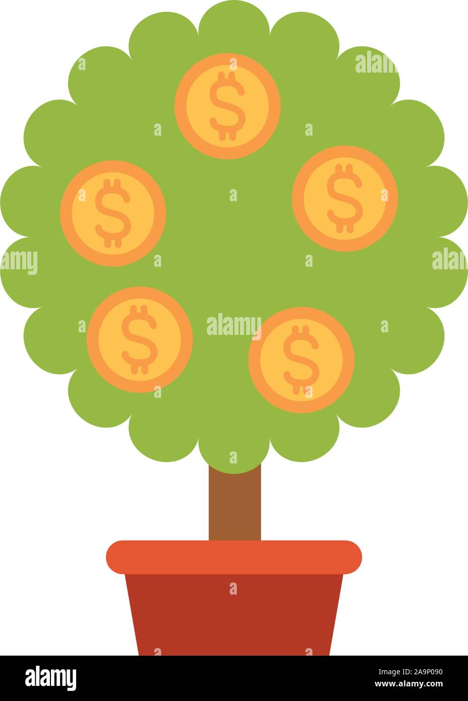 profit tree coins money flat image vector illustration Stock Vector ...