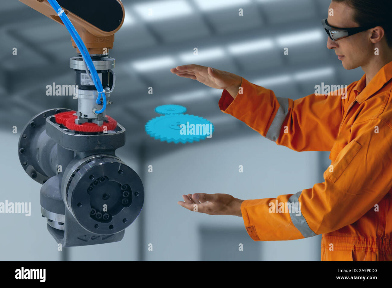 iot smart technology futuristic in industry 4.0 concept, engineer use ...