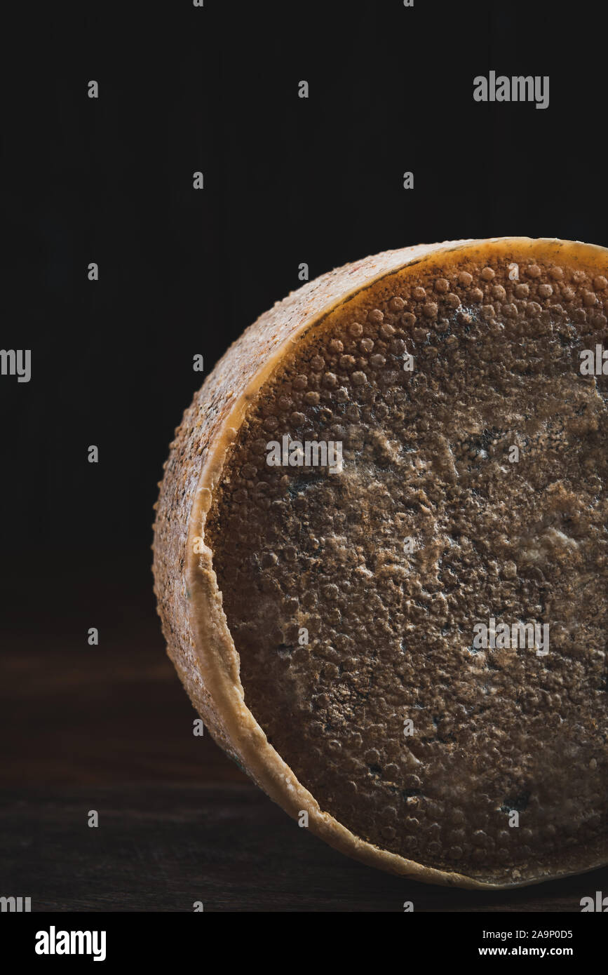 Whole Cheese Wheel on Wooden Board. Local Food Produce Stock Photo - Alamy