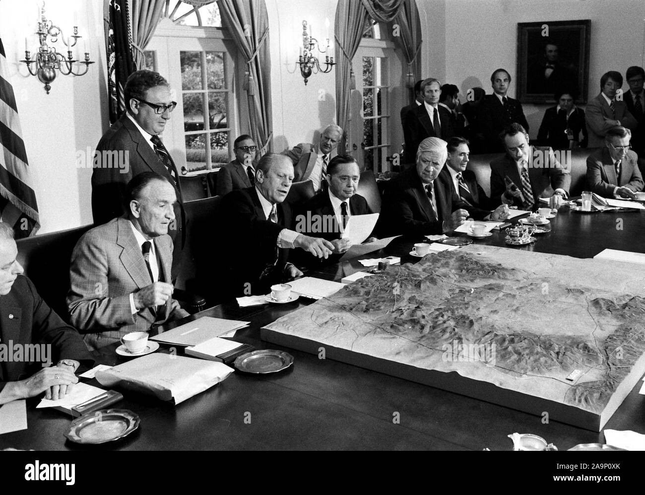 President Gerald R. Ford and Secretary of State Henry Kissinger Review ...
