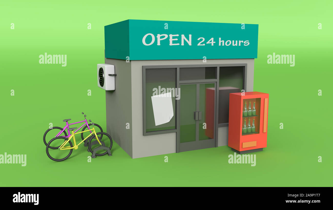 ATM machine business technology concept or small bank ac Store beer ...