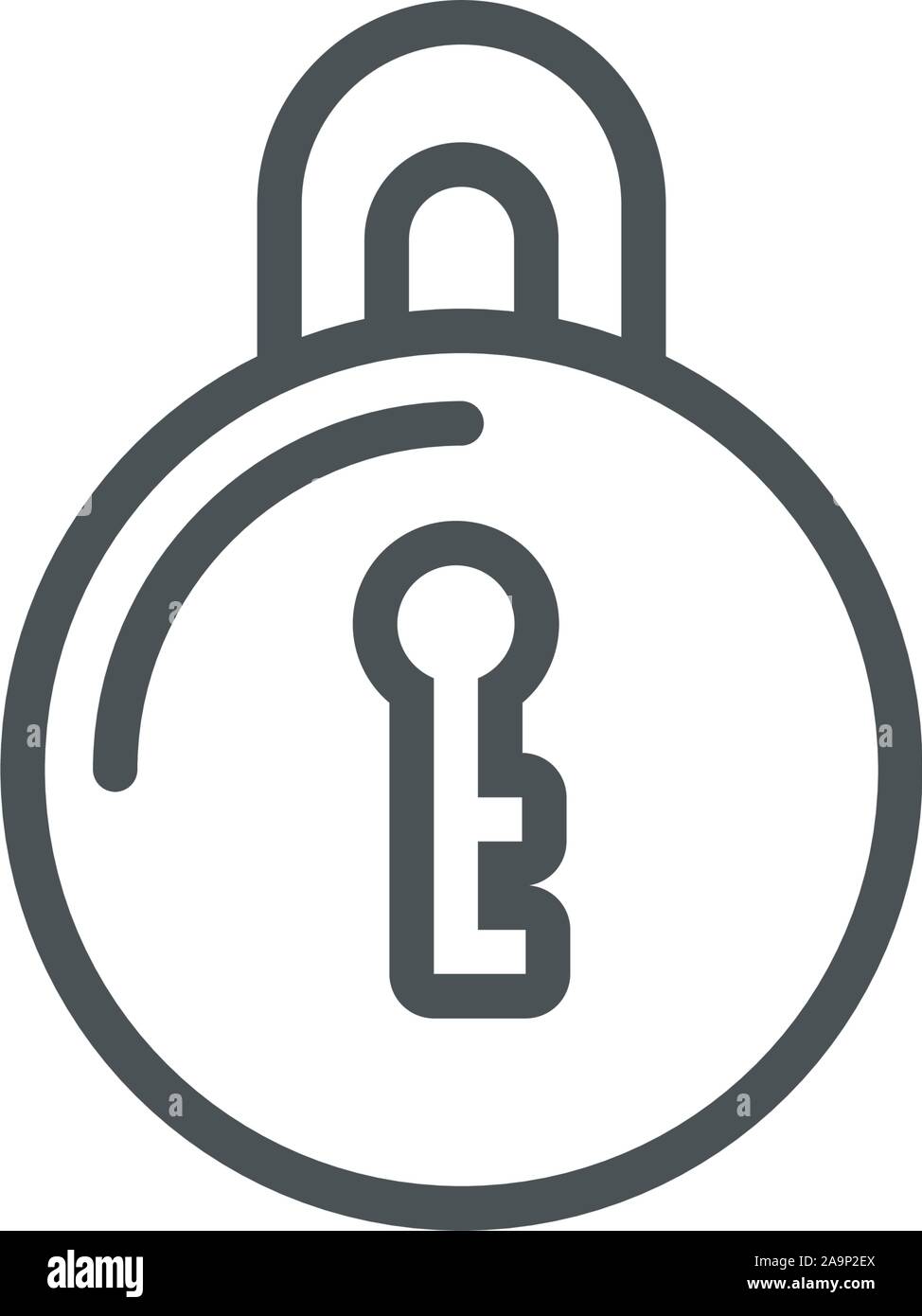 round padlock key protection safety line vector illustration Stock ...