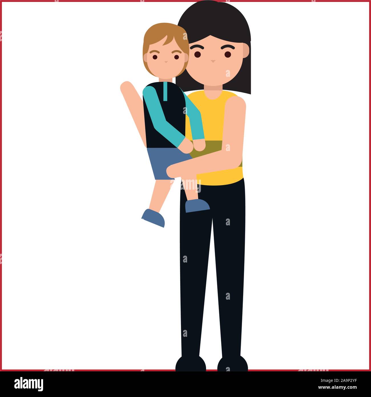 mother and member family flat image vector illustration Stock Vector ...