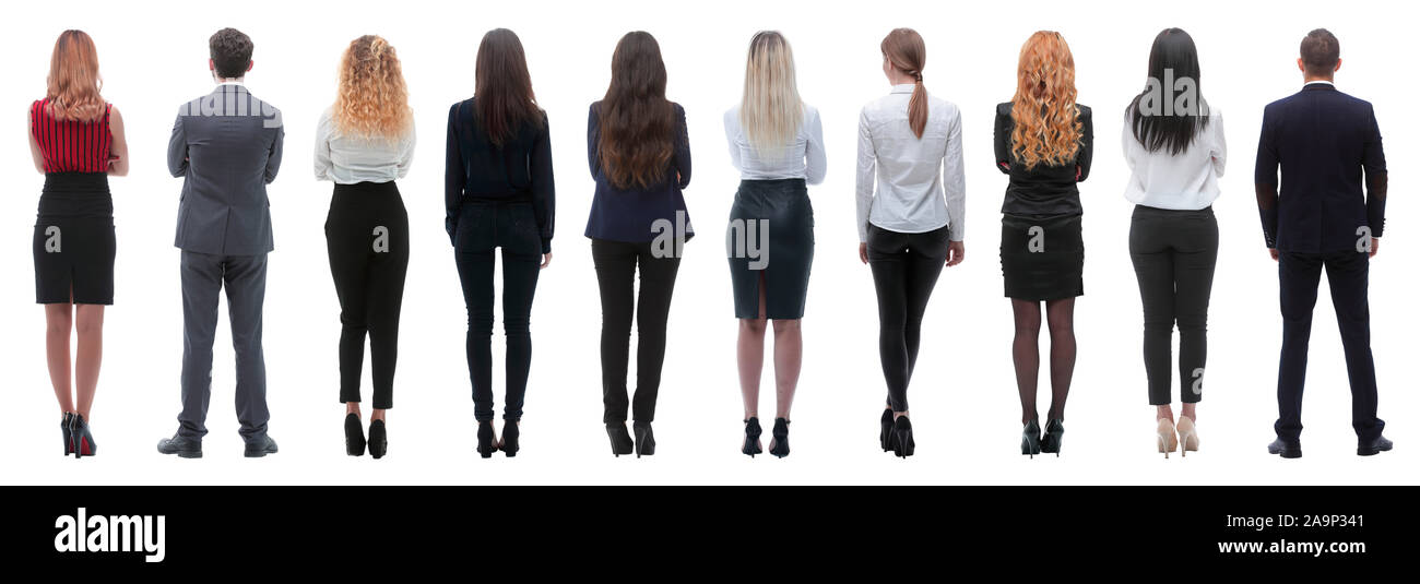 rear view. business team looking forward. isolated on white Stock Photo ...