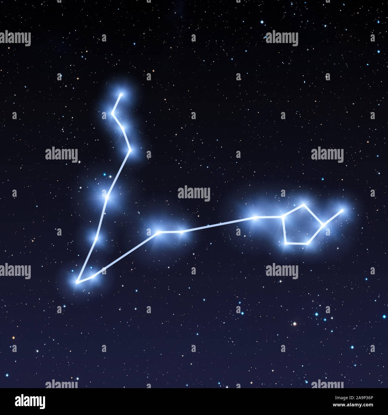 Pisces constellation in night sky with bright blue stars Stock Photo ... Pisces constellation in night sky with bright blue stars Stock Photo ...