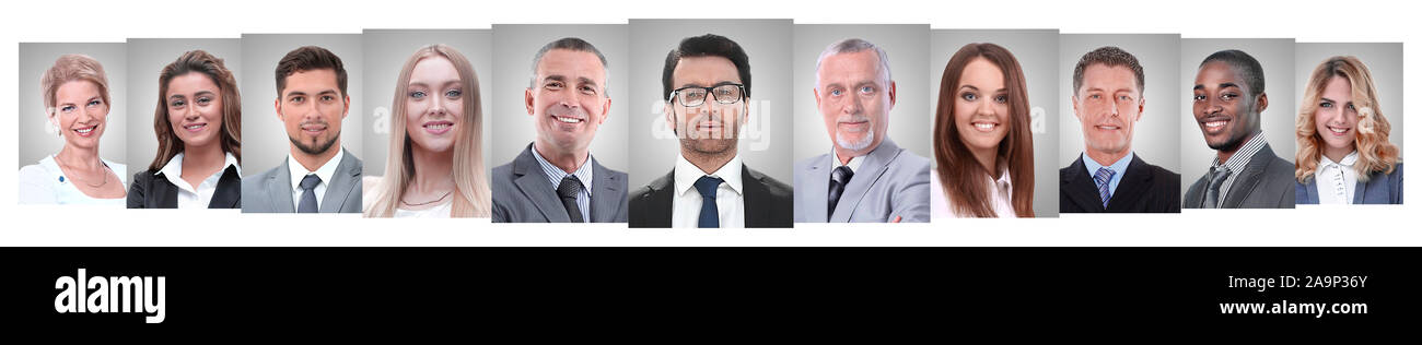 panoramic collage of portraits of successful business people Stock ...
