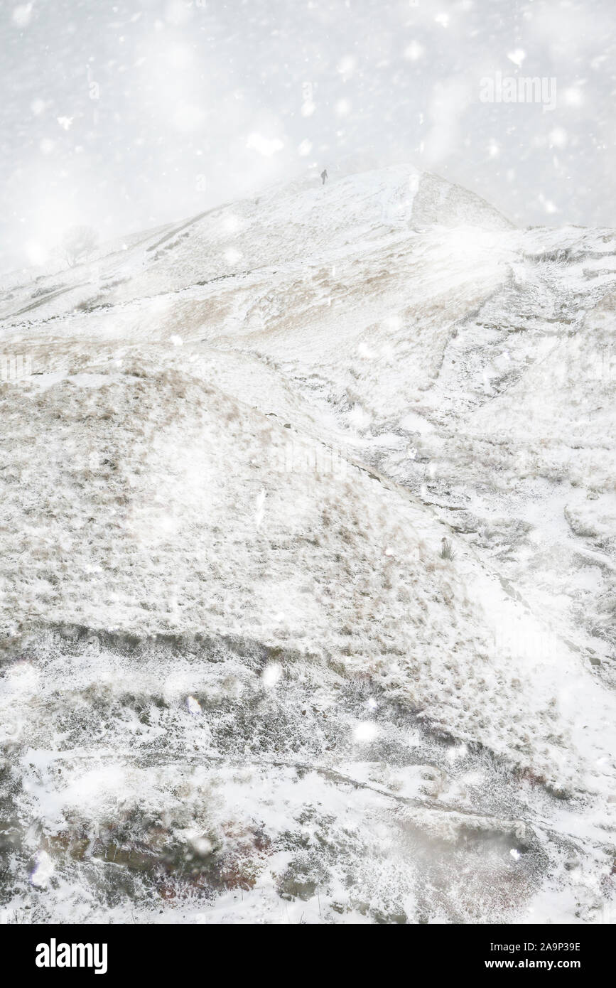 Stunning Winter landscape image around Mam Tor countryside in Peak ...