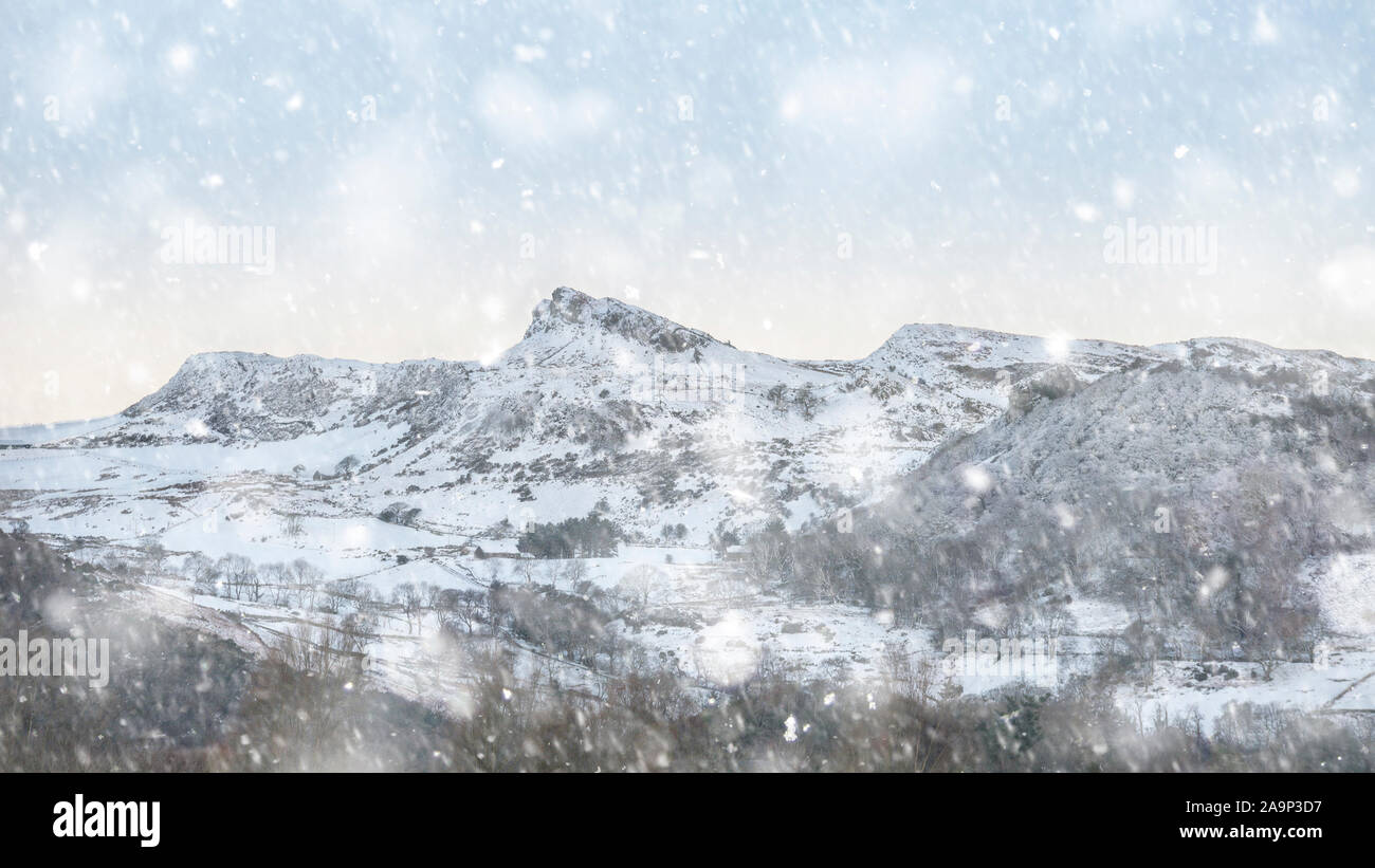 Beautiful Winter landscape image of Mount Snowdon and other peaks in ...