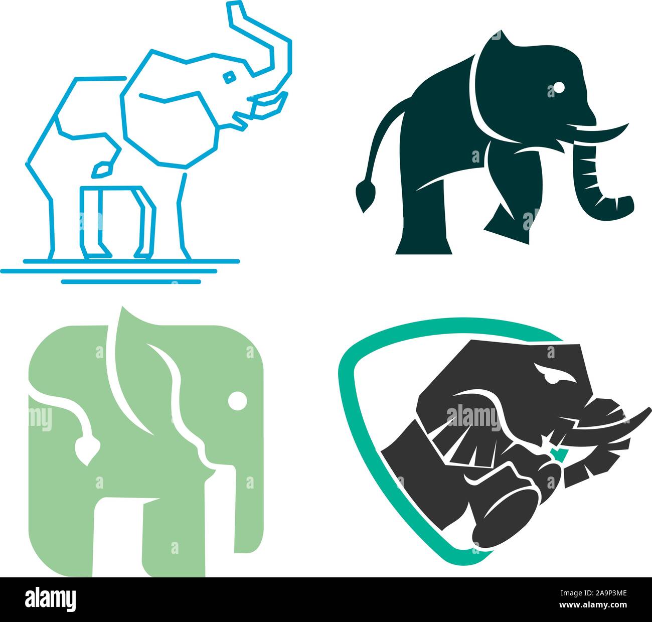 Elephant Logo Design Vector Illustration Template Set Stock Vector ...