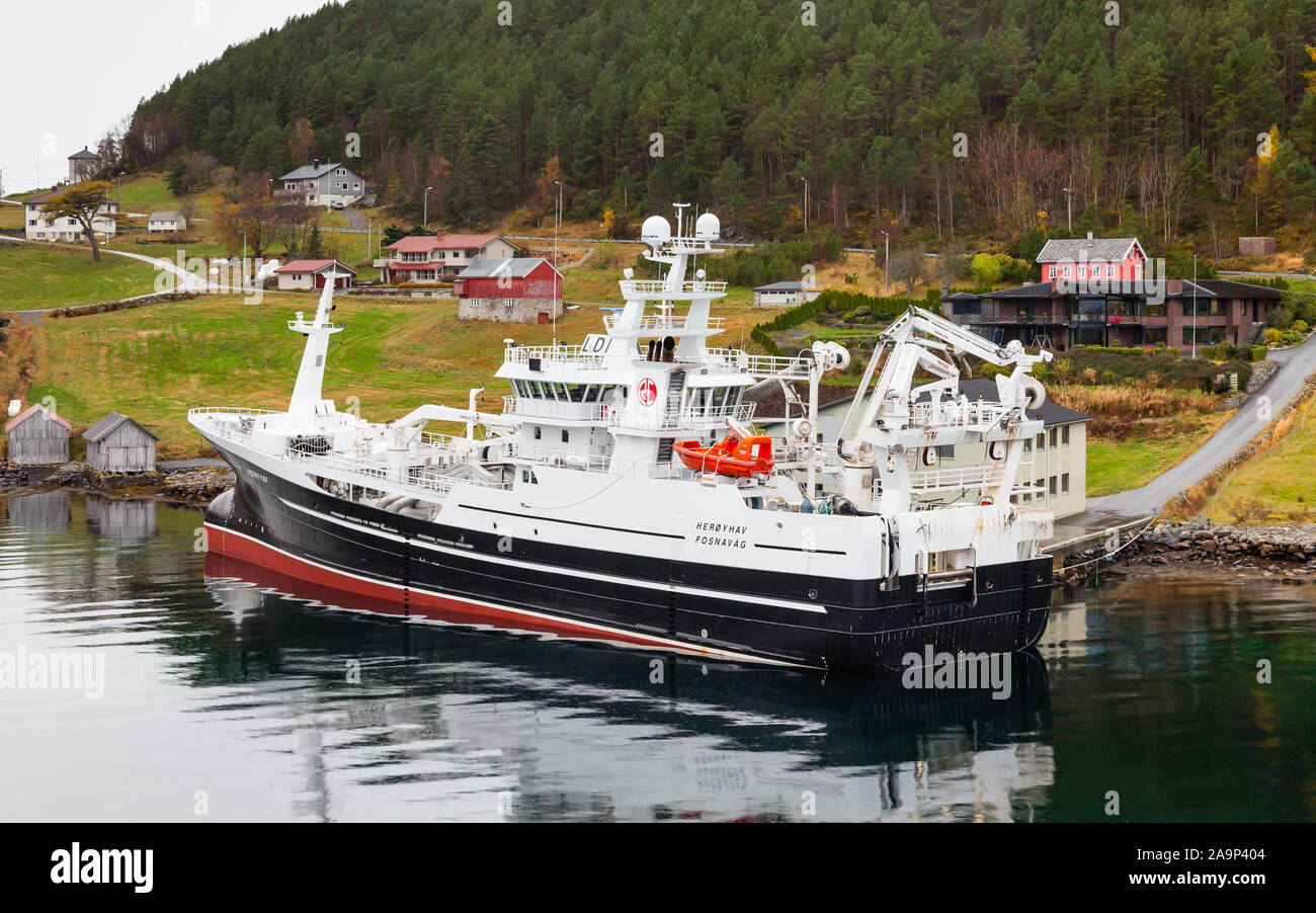 Fishing vessel, Heroyhav, is pictured in Torvik, Norway. Torvik is a ...