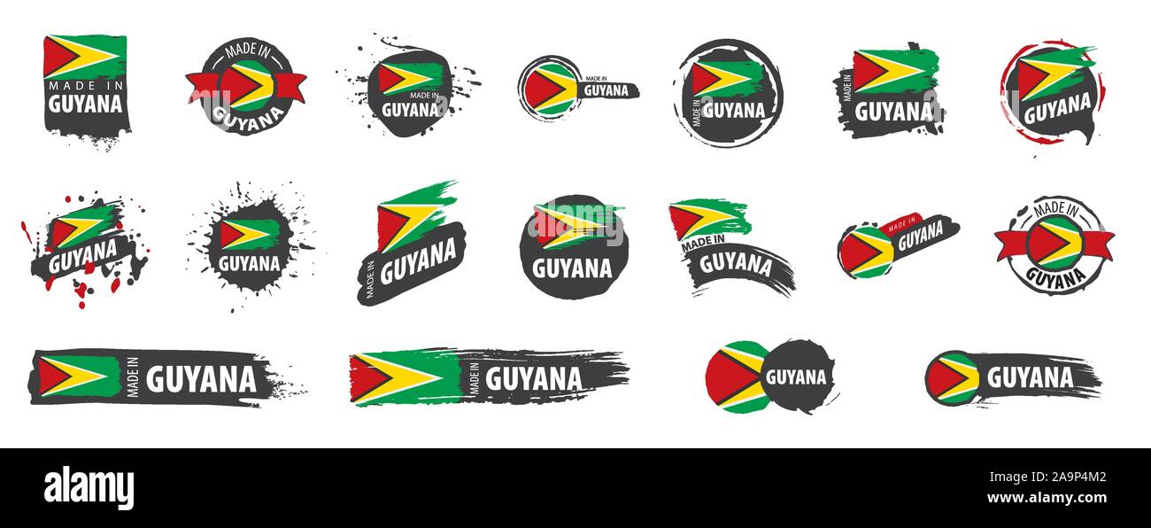 Guyana flag, vector illustration on a white background Stock Vector ...