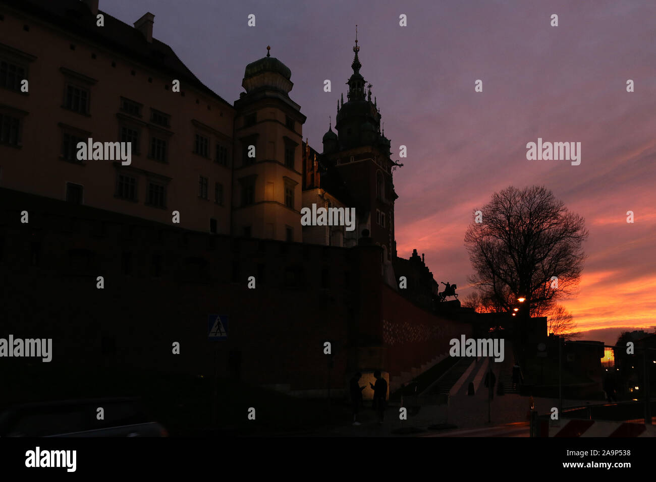 Cracow. Krakow. Poland. Royal castle on Wawel Hill skyline against ...