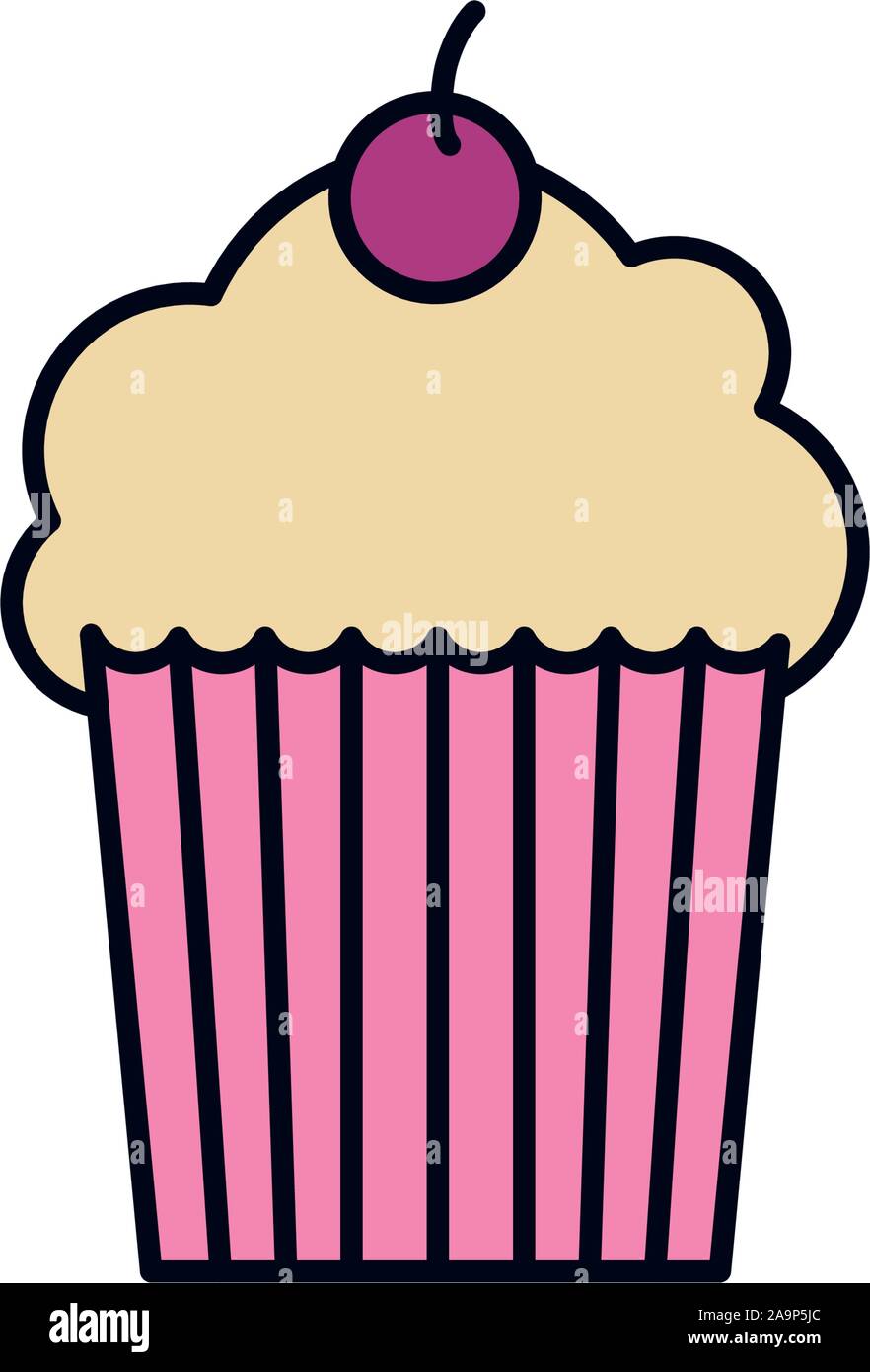 cupcake celebration party line fill design vector illustration Stock ...
