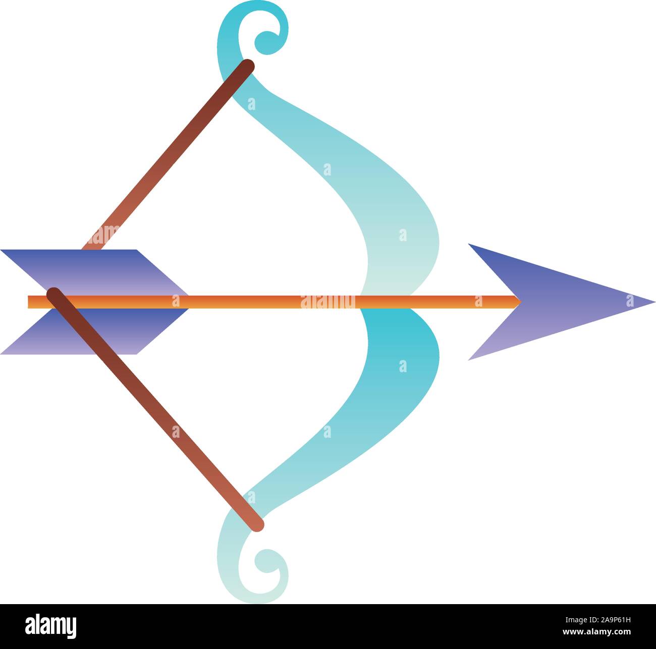 archery bow arrow fantasy gradient style vector illustration Stock ...