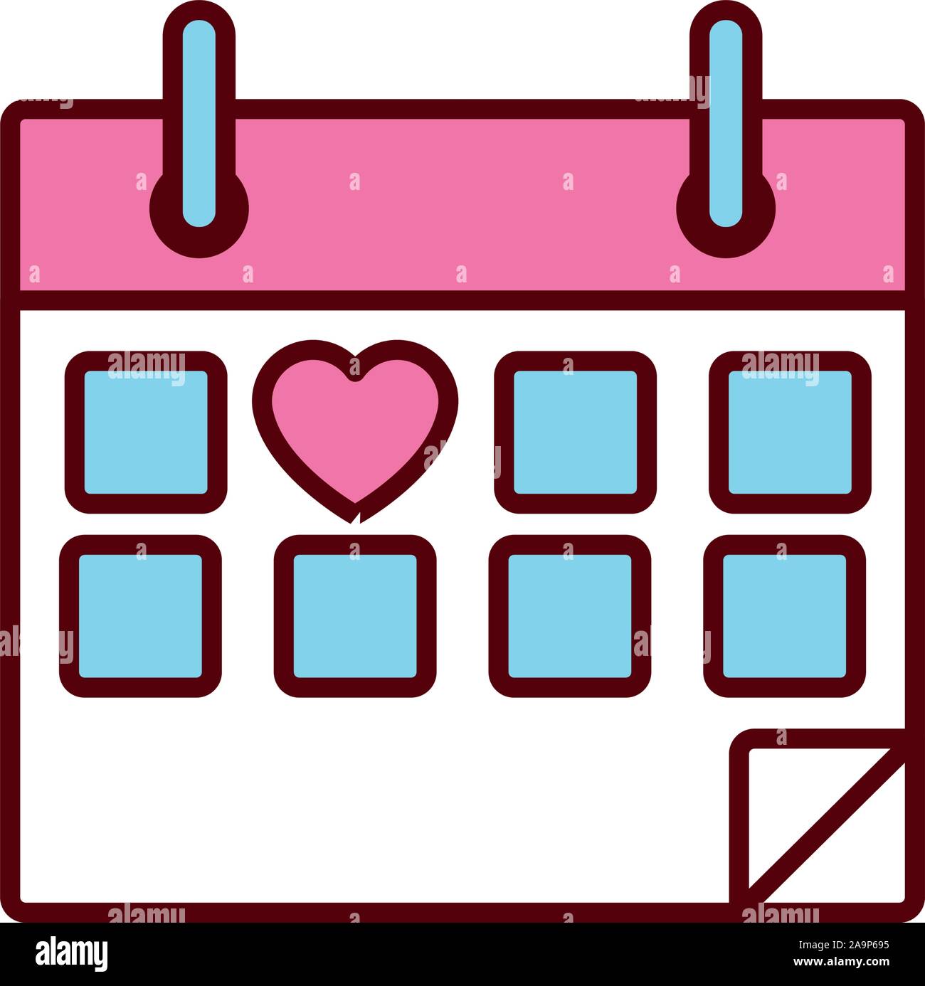 calendar date romantic passion love flat line vector illustration ...