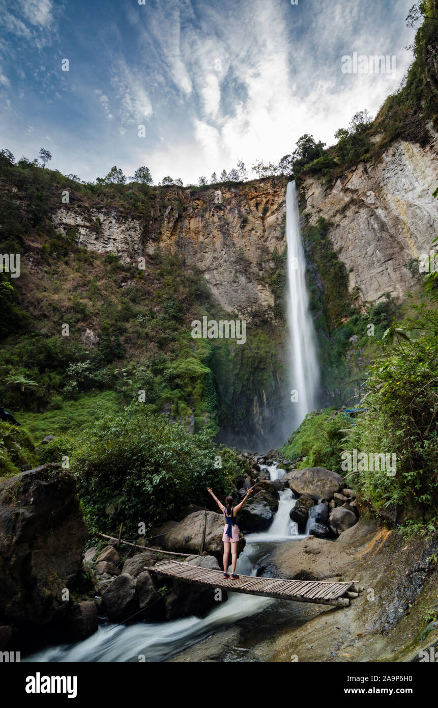The Sipisopiso is a plunge waterfall in the Batak highlands of Sumatra ...