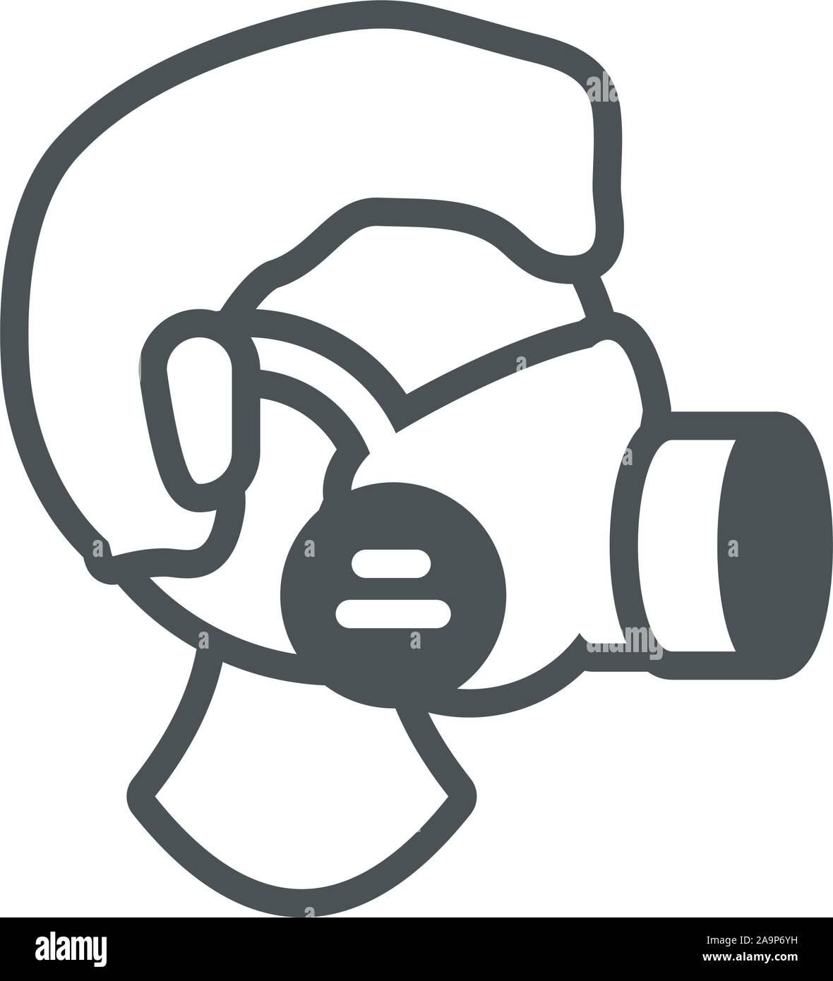 worker respirator mask industrial protection safety line vector ...