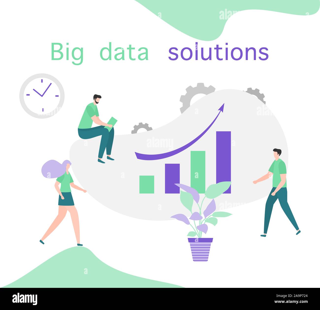 Vector illustration of business growth, financial increase. People ...