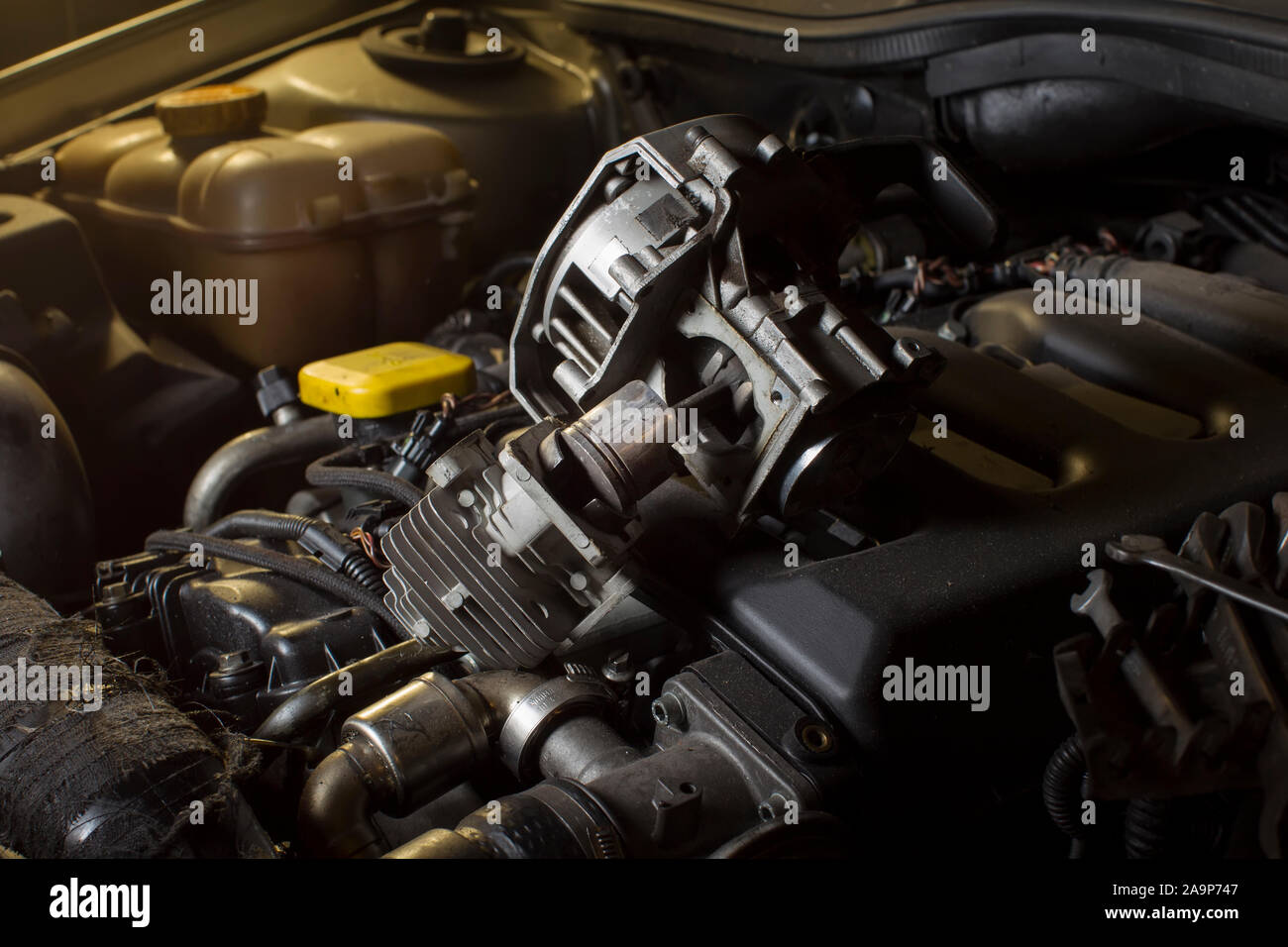 Fuel system repair. Car engine Stock Photo - Alamy