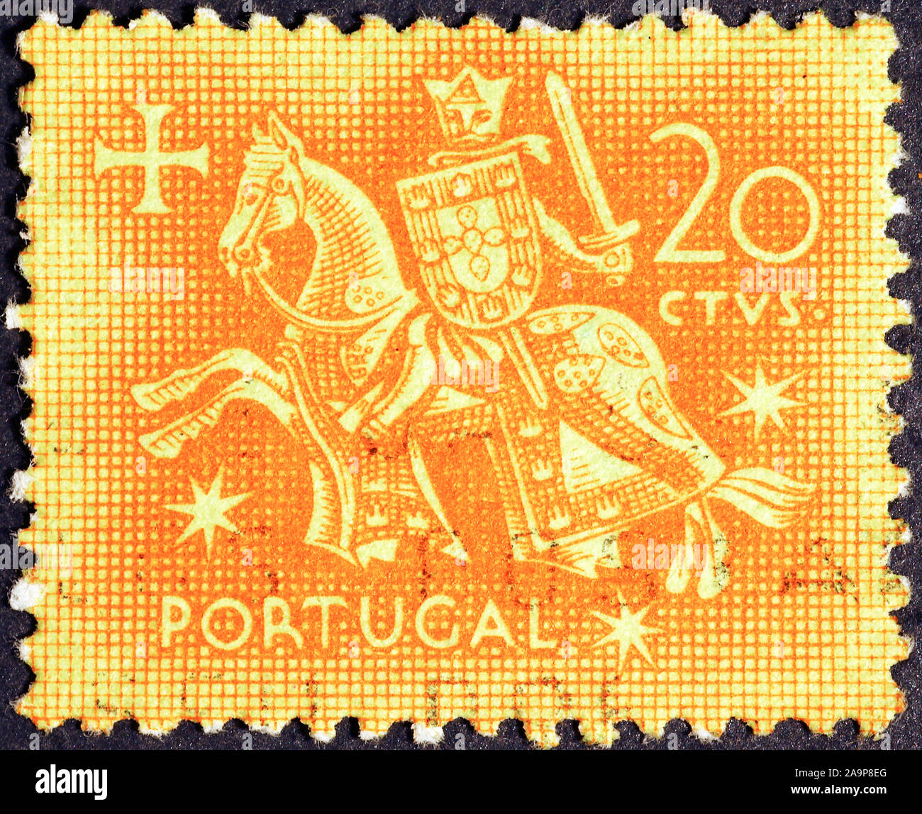 Knight on vintage portuguese postage stamp Stock Photo - Alamy