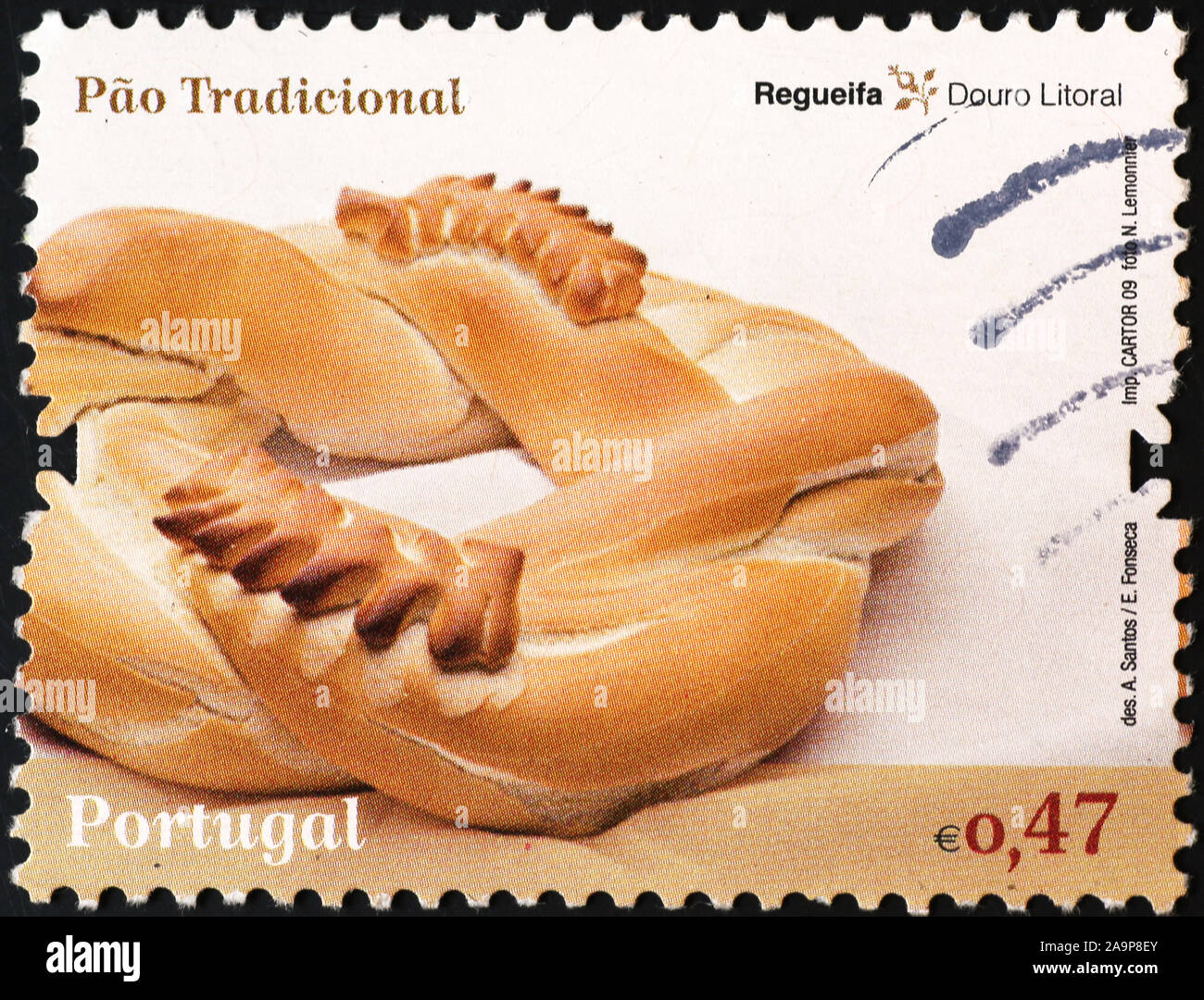 Typical portuguese bread on postage stamp Stock Photo - Alamy