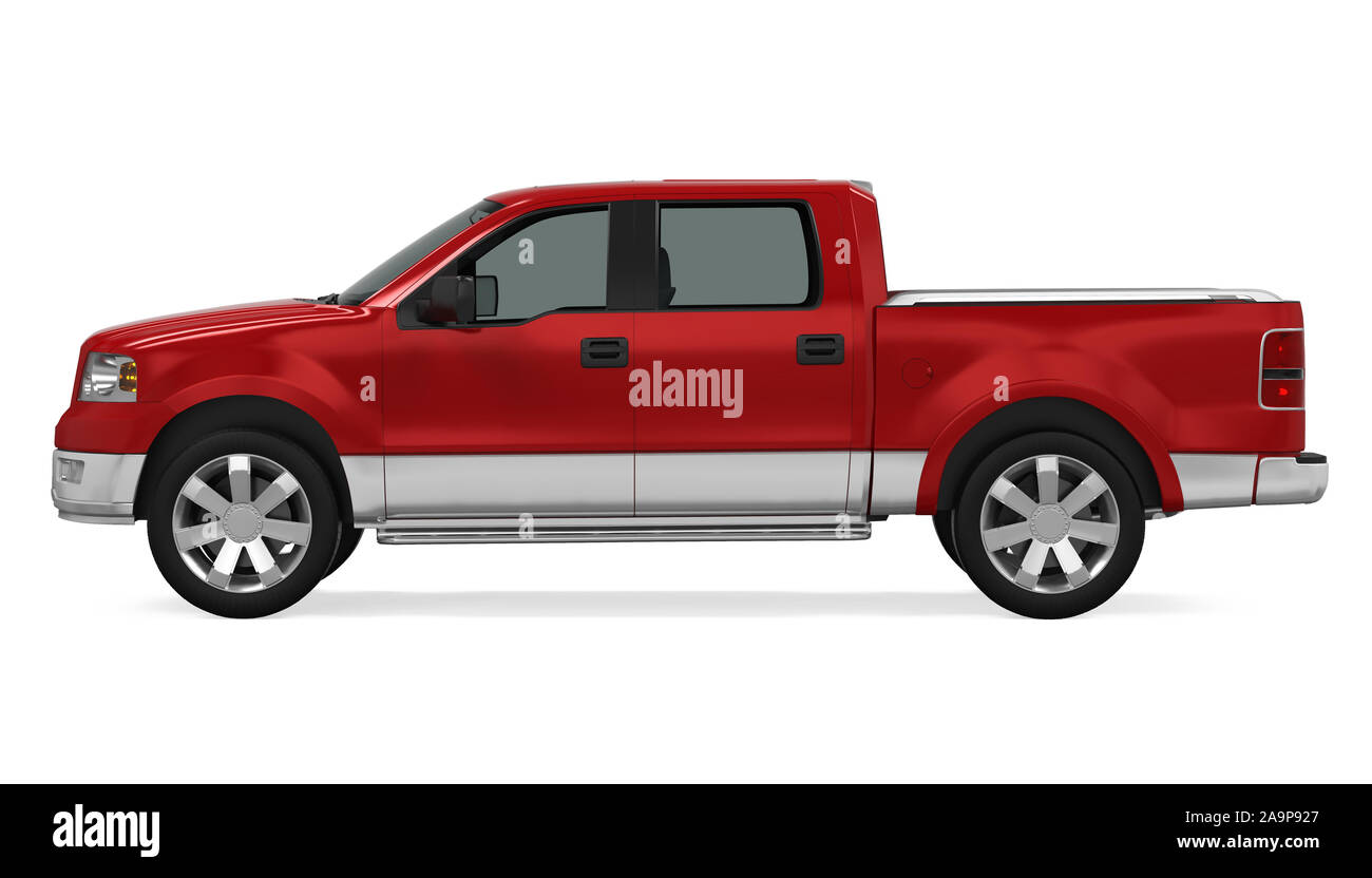 Red Pickup Truck Isolated Stock Photo - Alamy