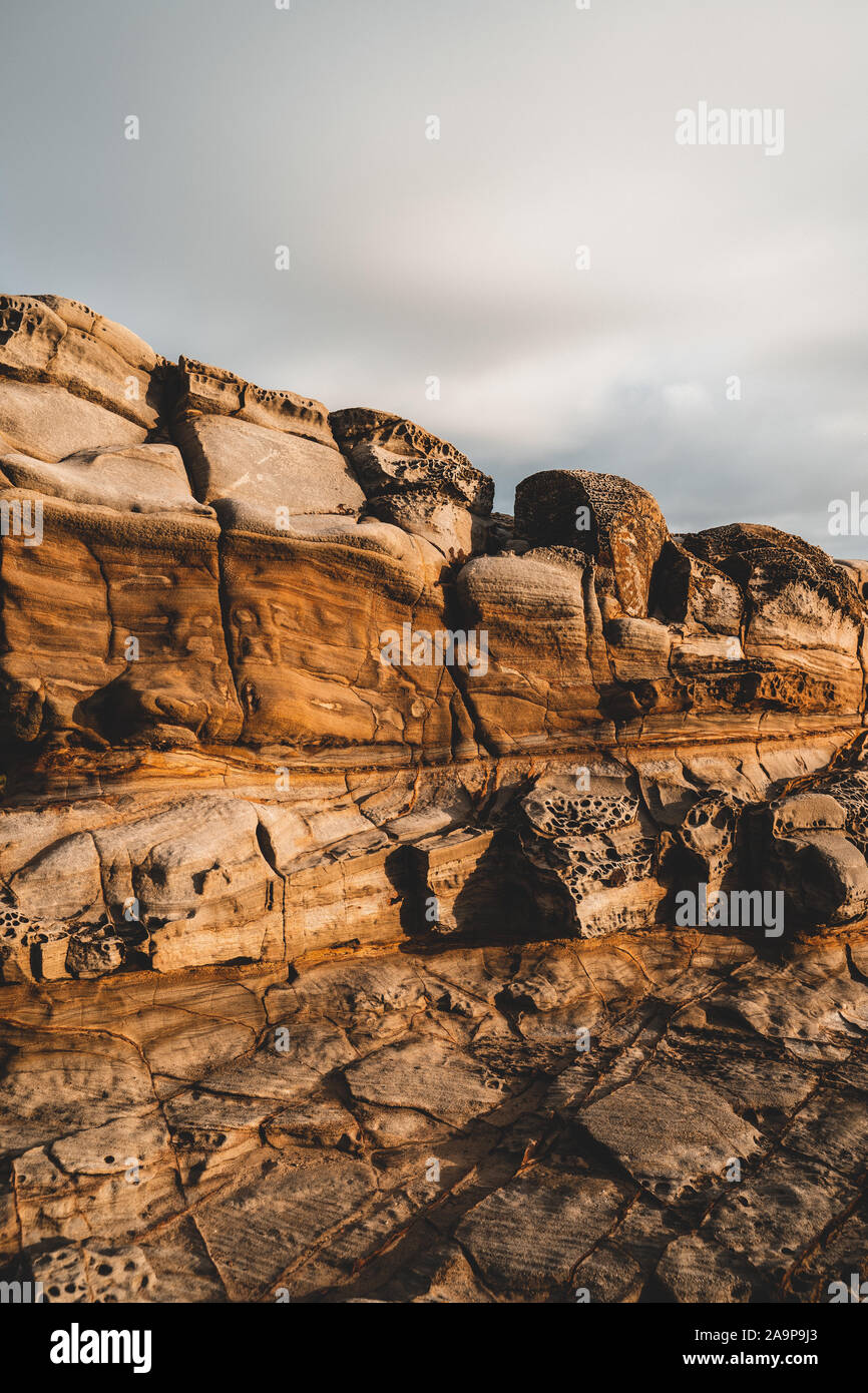 Detailed sandstone rock at Clarence Head, Yamba NSW Stock Photo - Alamy