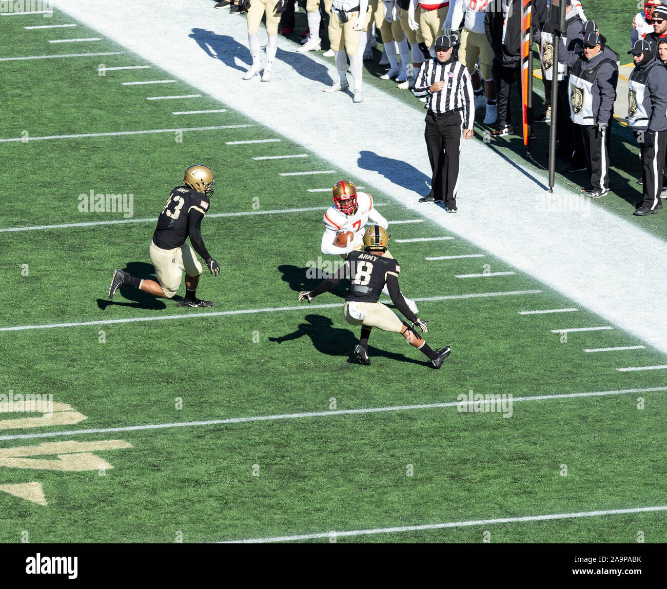 West Point, United States. 16th Nov, 2019. Javeon Lara (7) of VMI ...