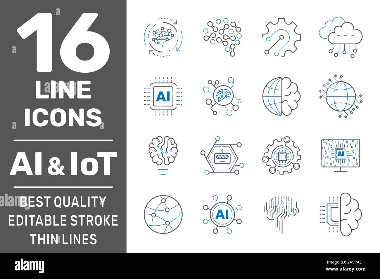 AI, IIot, Iot, cloud computing, cognitive computing industry 4.0 icons ...
