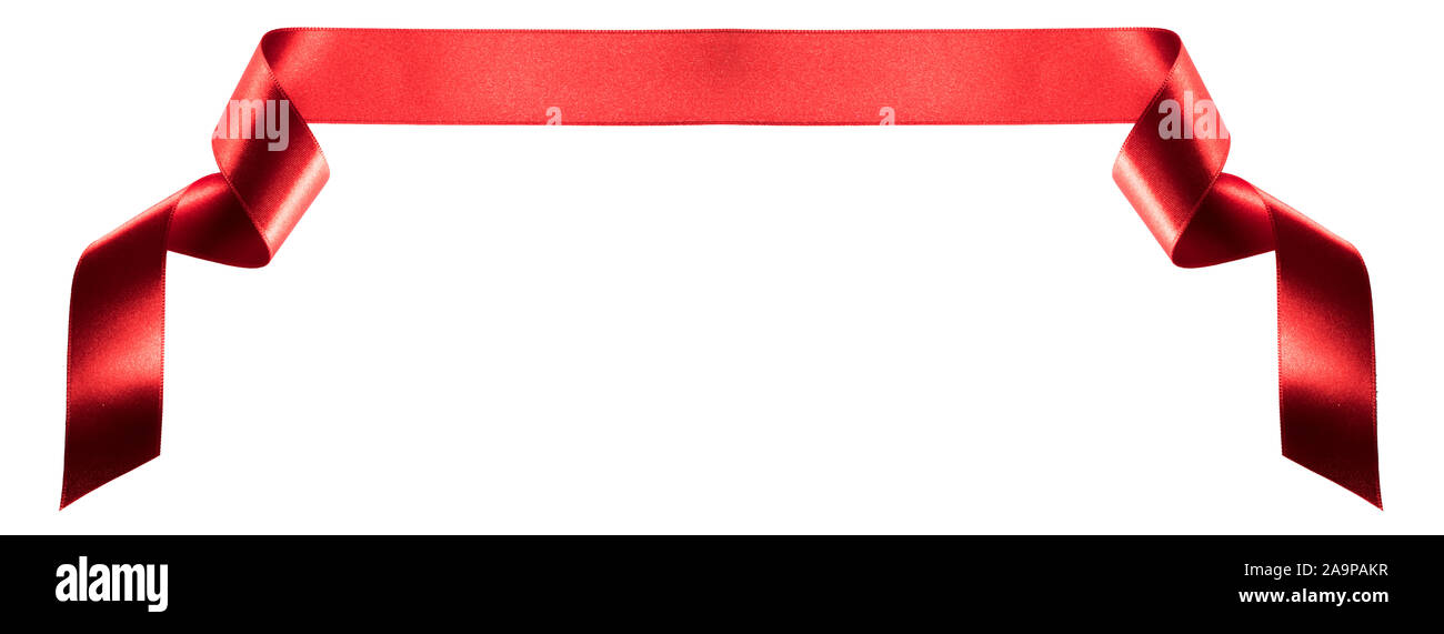 Red satin ribbon banner isolated on white background Stock Photo - Alamy