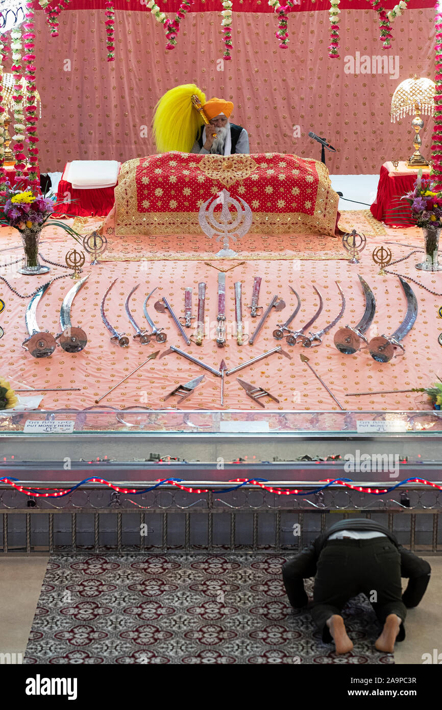 The altar at the Sikh Cultural Society temple in Richmond Hill, Queens ...