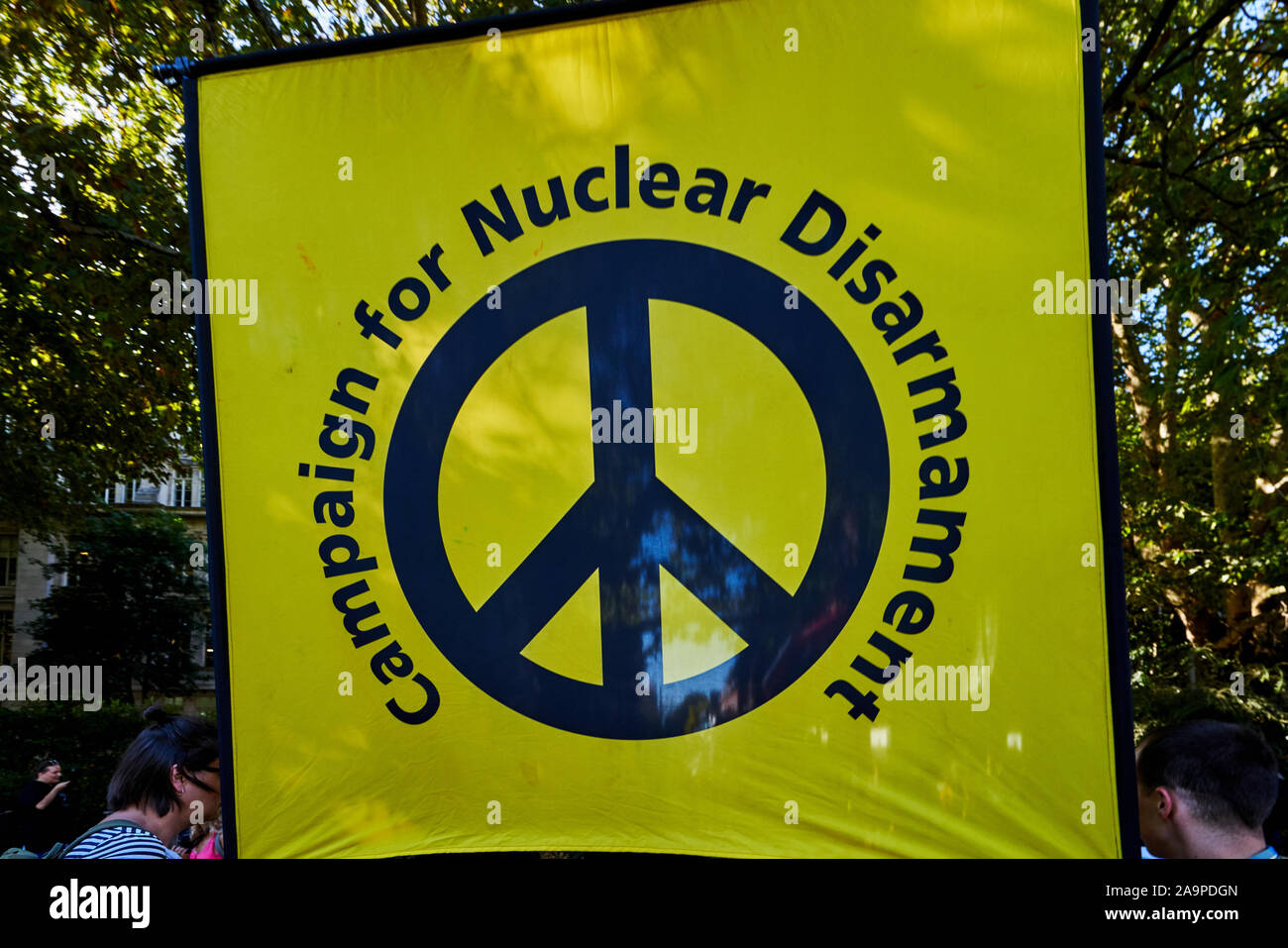 Campaign for Nuclear Disarmament Banner London England UK> Stock Photo ...