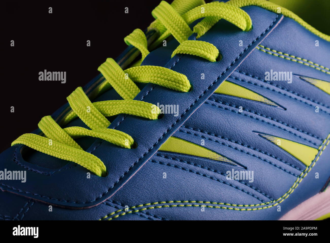 Texture of a blue sneaker closeup. Part of leather sports shoes Stock ...