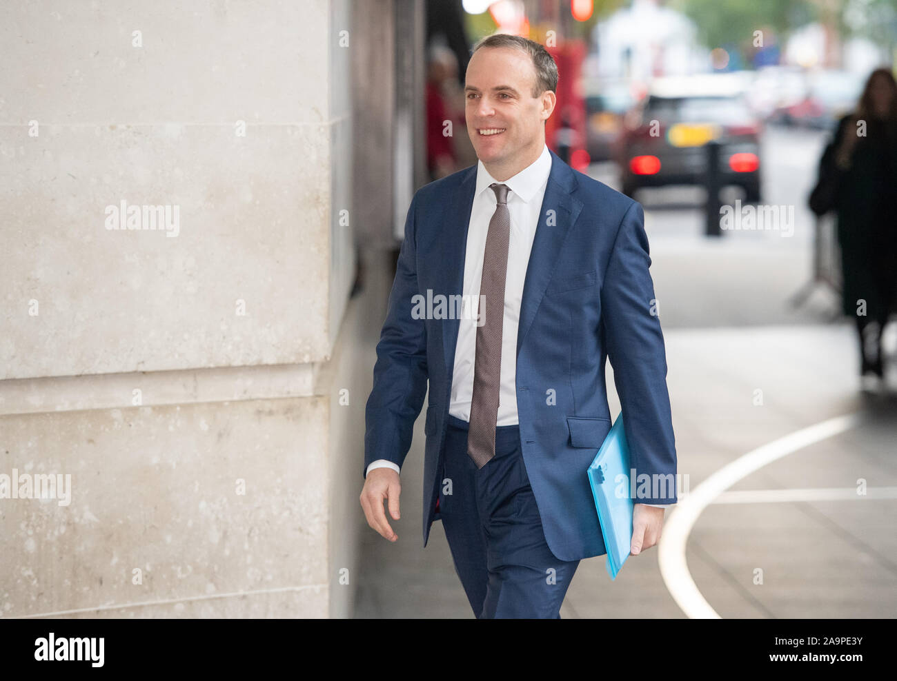 Foreign Secretary Dominic Raab arrives at BBC Broadcasting House in ...